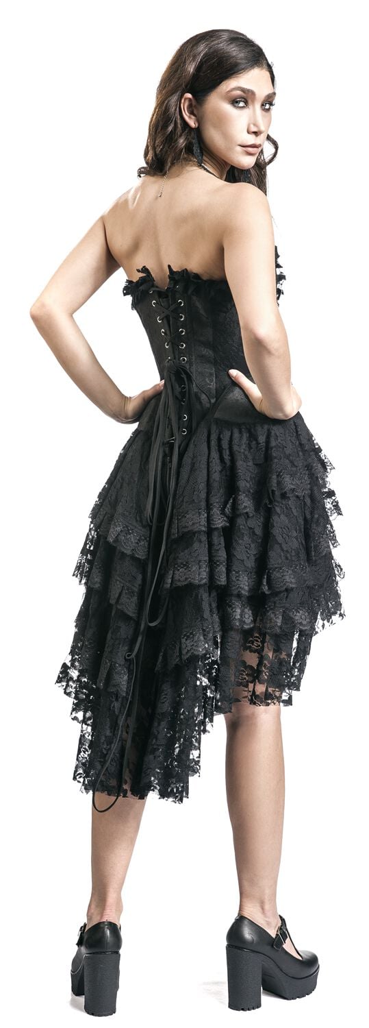Elaborate Gothic Dress with Corset and Shorter-Front Skirt | Gothicana ...