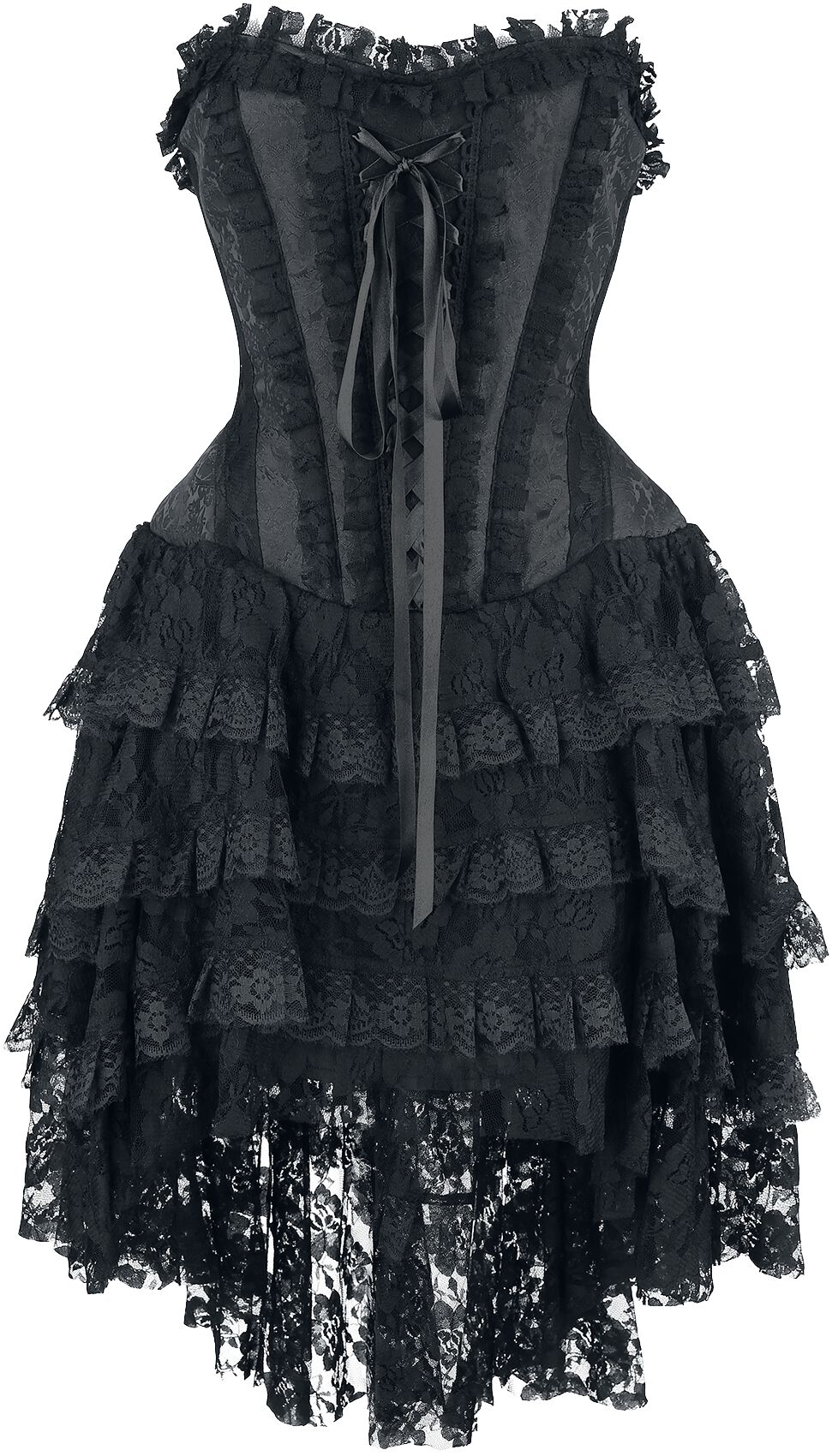 Elaborate Gothic Dress with Corset and Shorter-Front Skirt | Gothicana ...