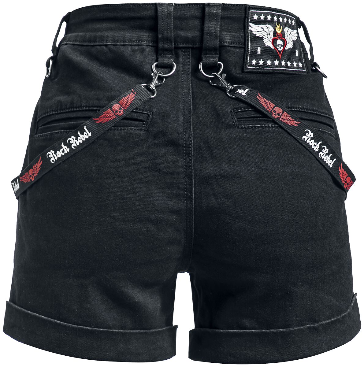 Comfy shorts with patches and straps | Rock Rebel by EMP Shorts | EMP