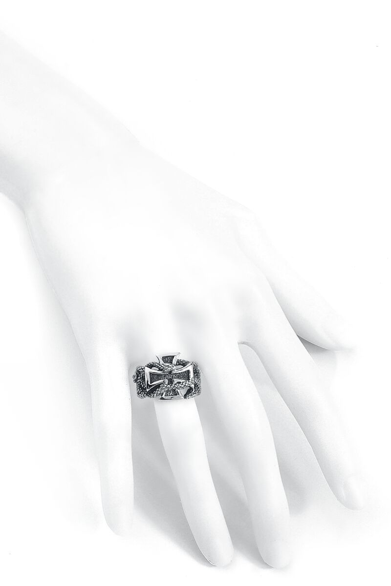 Iron Cross with Snakes | etNox hard and heavy Ring | EMP