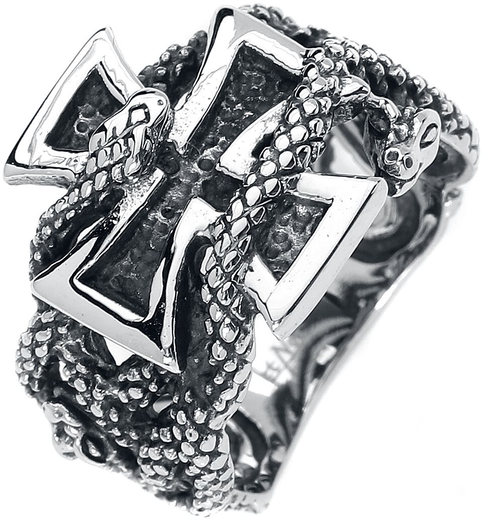 Iron Cross with Snakes | etNox hard and heavy Ring | EMP
