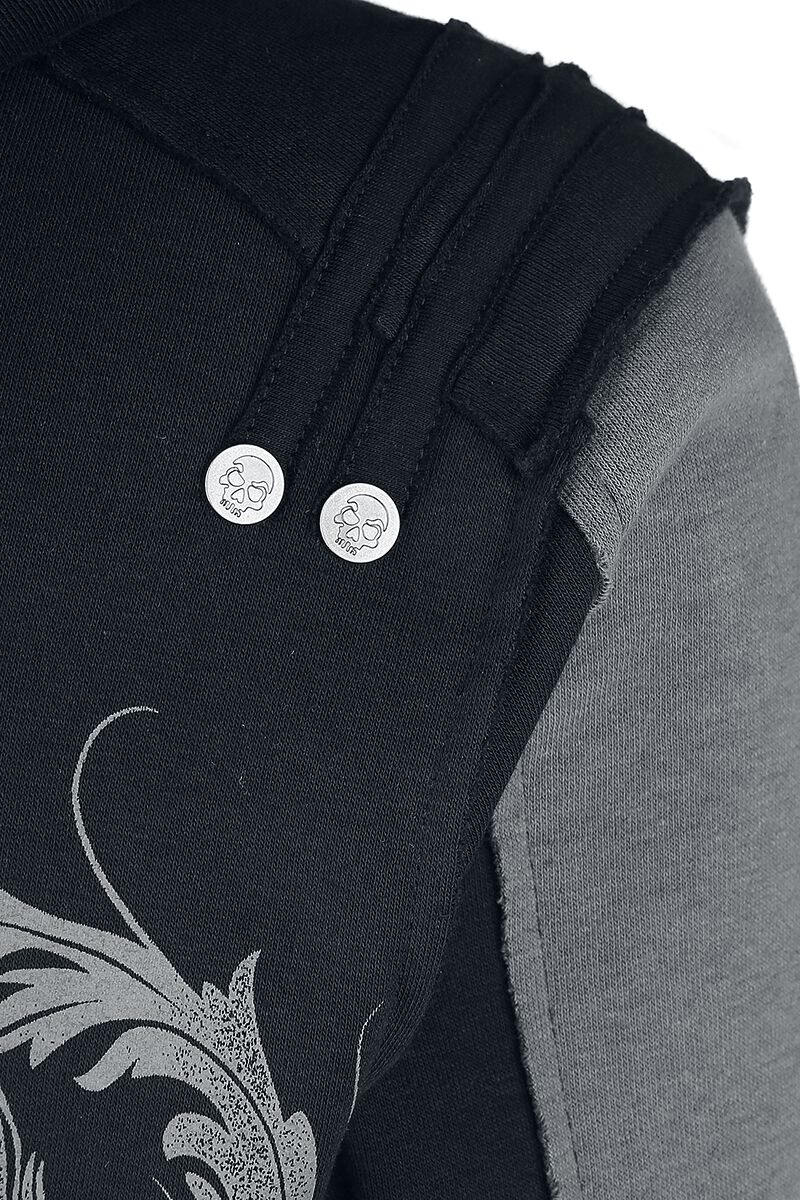 Black Hooded Jacket with Rock Rebel and Skull Prints | Rock Rebel by ...
