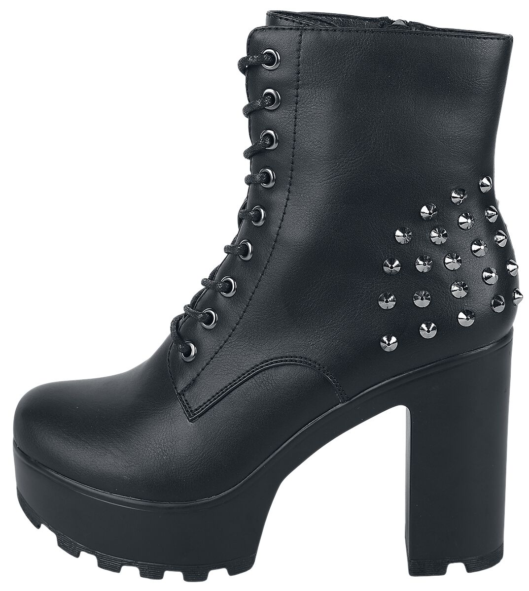 Platform lace-up ankle boots with rivets | Gothicana by EMP High Heel | EMP