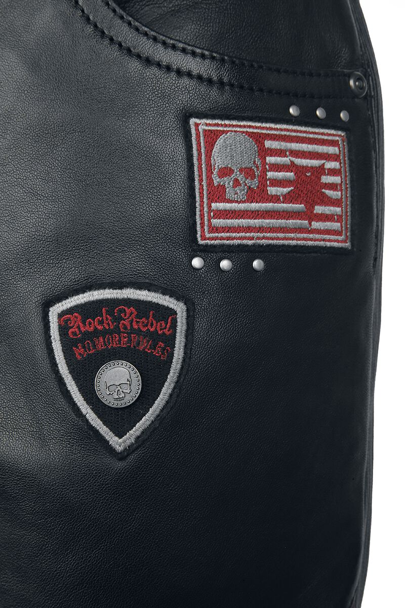Leather Trousers with Patches and Zip Details | Rock Rebel by EMP ...