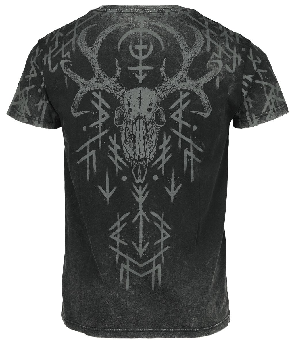 Black Washed T-Shirt With Runes And Skulls | Black Premium by EMP T ...